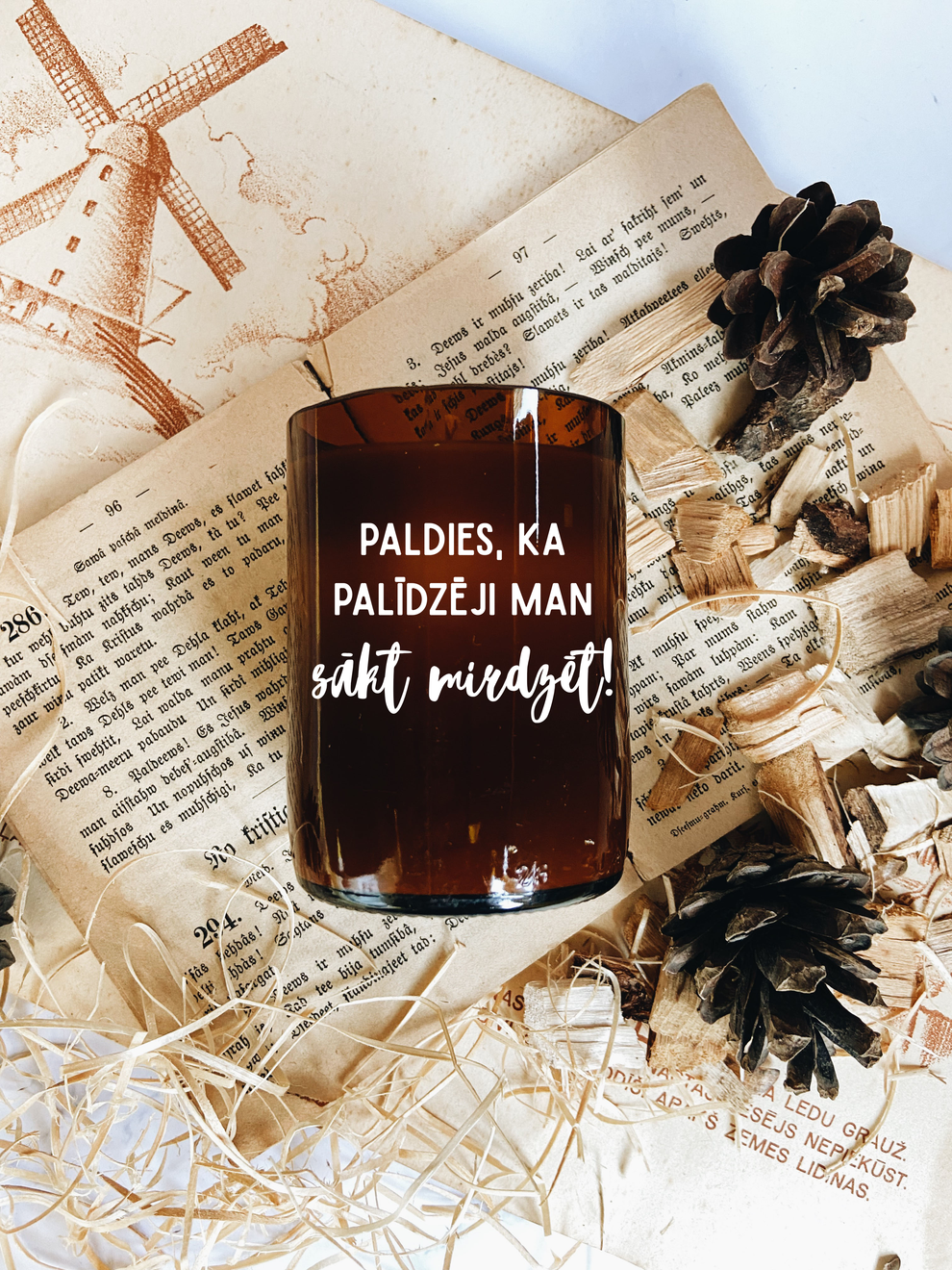 "Paldies, ka palīdzēji man sākt mirdzēt!" sojas vaska svece – iededzsveci